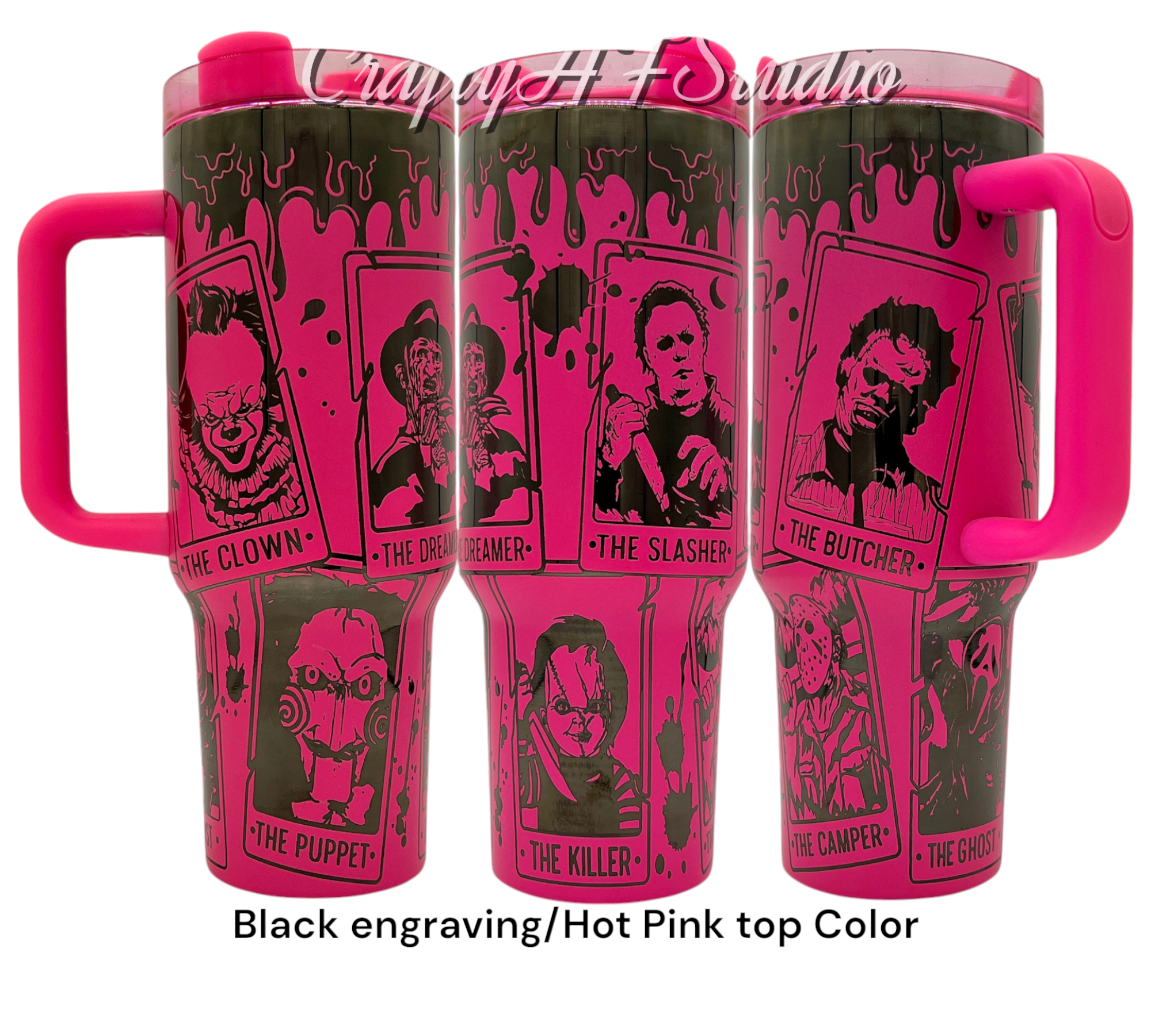 40oz Horror Slasher Tarot Card themed Laser Engraved Tumbler – Crafty ...